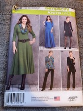 Simplicity Sewing Pattern 1018 H5 Knit Dress 3 Lengths Tunic Pants Cowl ...