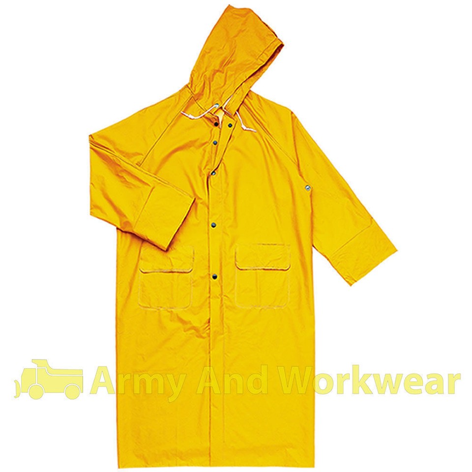 Delta Plus Mens Waterproof LONG Full Length Rain Jacket Hooded Work ...