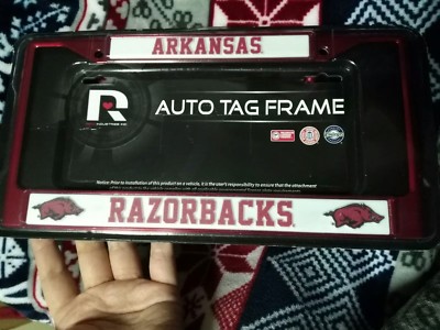 Arkansas Razorback Official NCAA RARE Red Metal License Plate Auto Tag ...