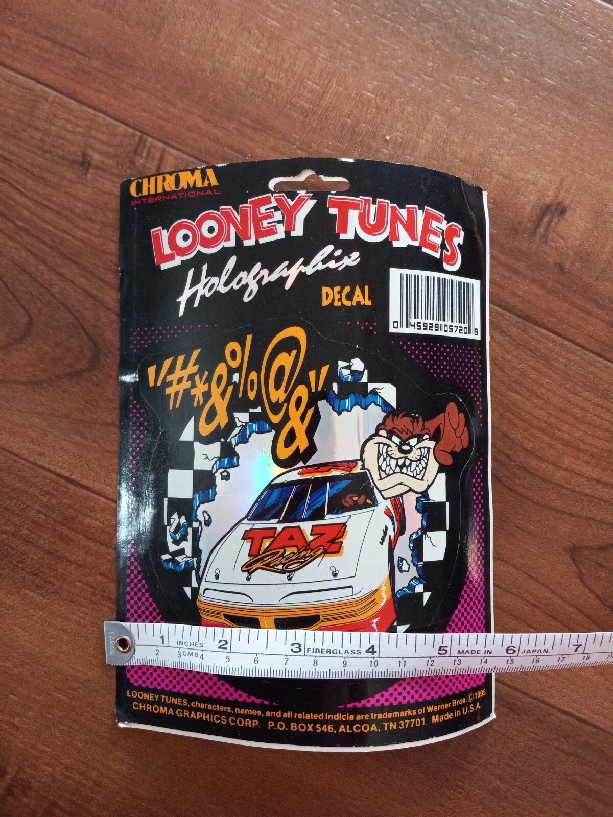 Vintage 90s Looney Tunes Taz Holographic Decal Car Sticker | eBay
