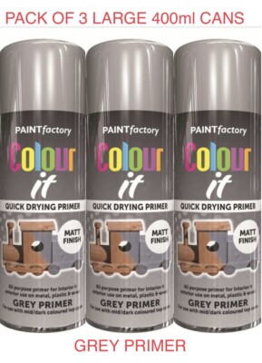 PACK OF 3 LARGE 400ml GREY PRIMER SPRAY PAINT | eBay