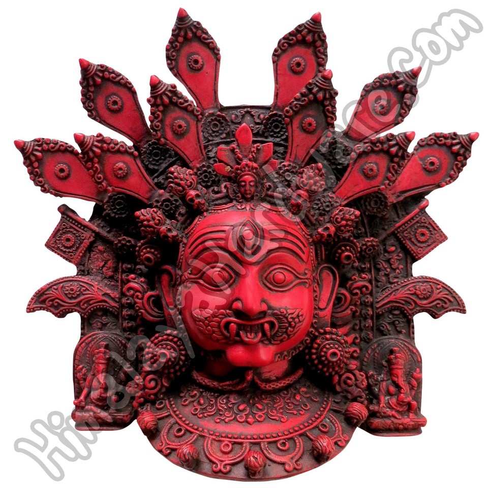 Resin Bhairava Mask: black red gold Bhairav Bhairab Kala Mahakala Shiva ...