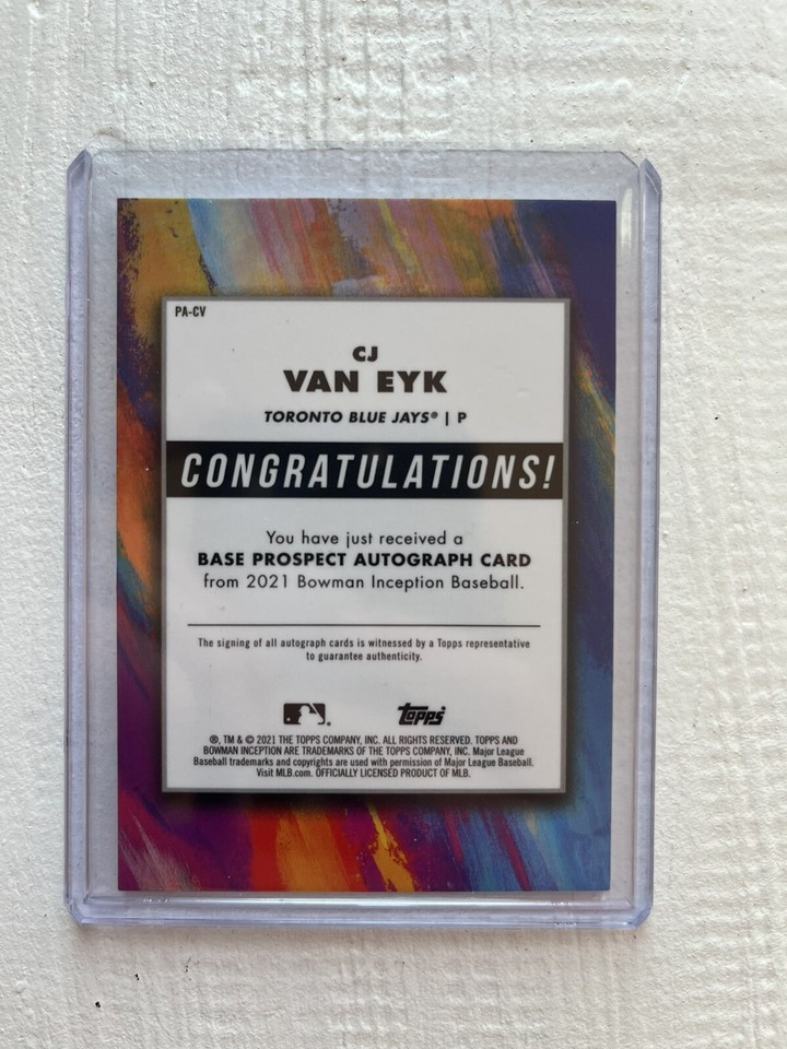 CJ Van Eyk 2021 Bowman Inception Auto Blue #/99 Blue Jays | eBay