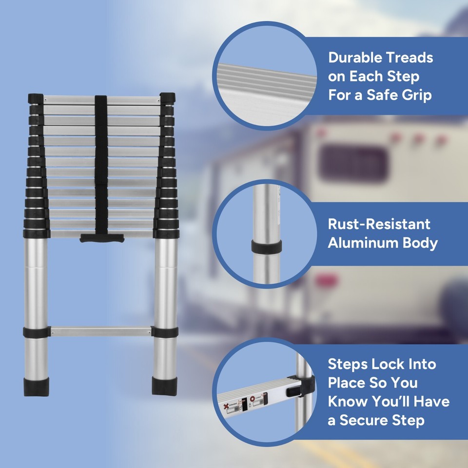 RecPro RV 14.5' Telescoping Ladder | 15 Steps | Weighs 28 lbs | 330 lb ...