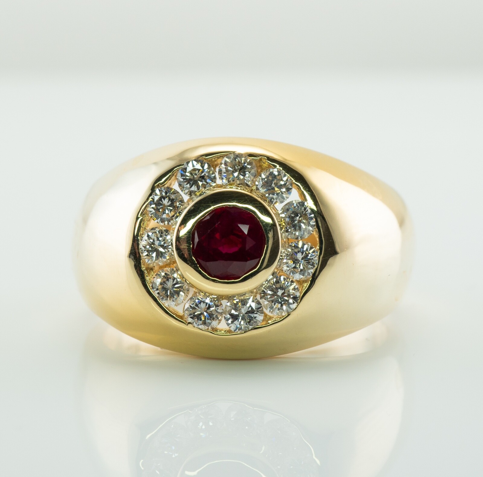Mens Diamond Ruby Ring 14K Gold Band Estate - Gem