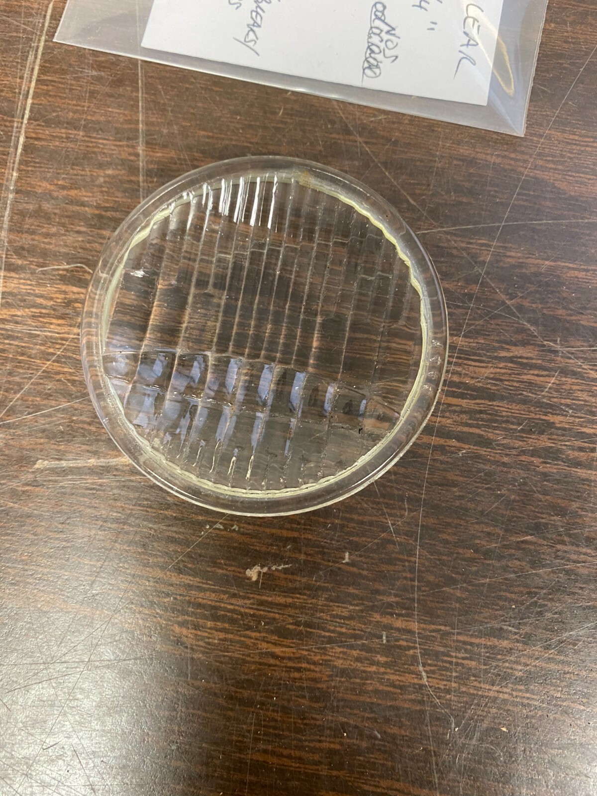 ANTIQUE FLUTED GLASS CLEAR COWL LAMP LIGHT 2 3/4" LENS #1444 RARE NOS ...