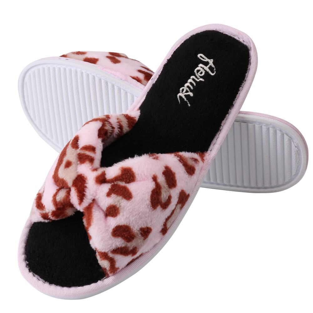 Aerusi Cozy Soft Open Toe Slippers Soft Memory Foam Sole Bedroom Indoor ...