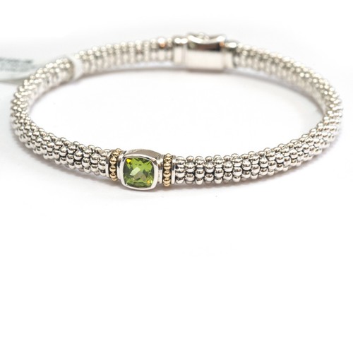 LAGOS New Rittenhouse Peridot 6mm 6x6mm Rope Bracelet Silver 18K Gold ...