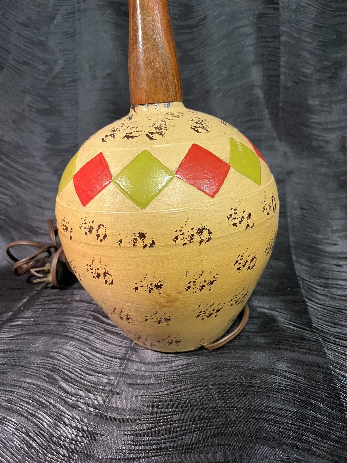 Vintage MCM 1960's Mid Century Modern Atomic Table Lamp Geometric Red ...