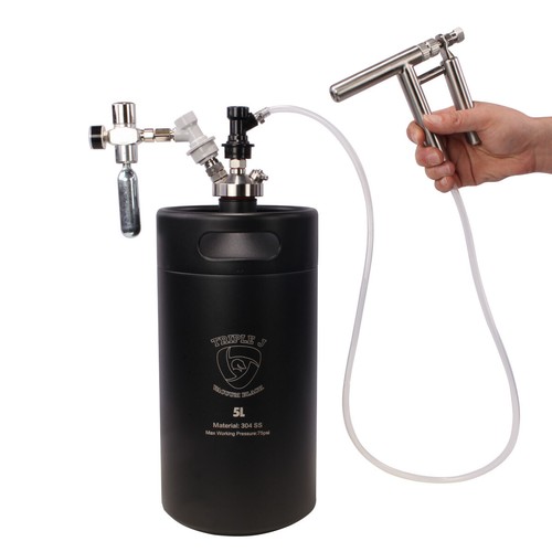 Black 5L Mini Keg Craft Beer Dispenser System with SS Pluto Beer Gun ...