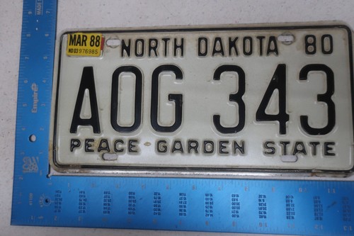 North Dakota License Plate Tag ND 1980 1988 80 88 A0G 343 | eBay