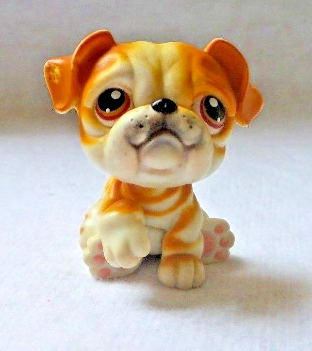 LITTLEST PETSHOP LPS #46 HASBRO CHIEN BULLDOG BOULEDOGUE BEIGE CARAMEL ...