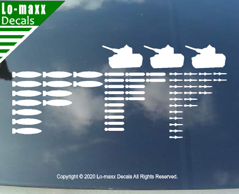 Set Of 53 Bombs And 3 Tanks Military Aircraft Kill Markings Die Cut ...