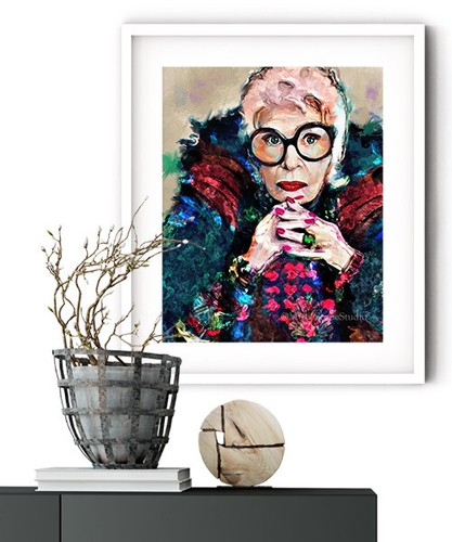 Iris Apfel Wall Art, Fashion Icon, Iris Apfel Art, Centenarian, Iris ...