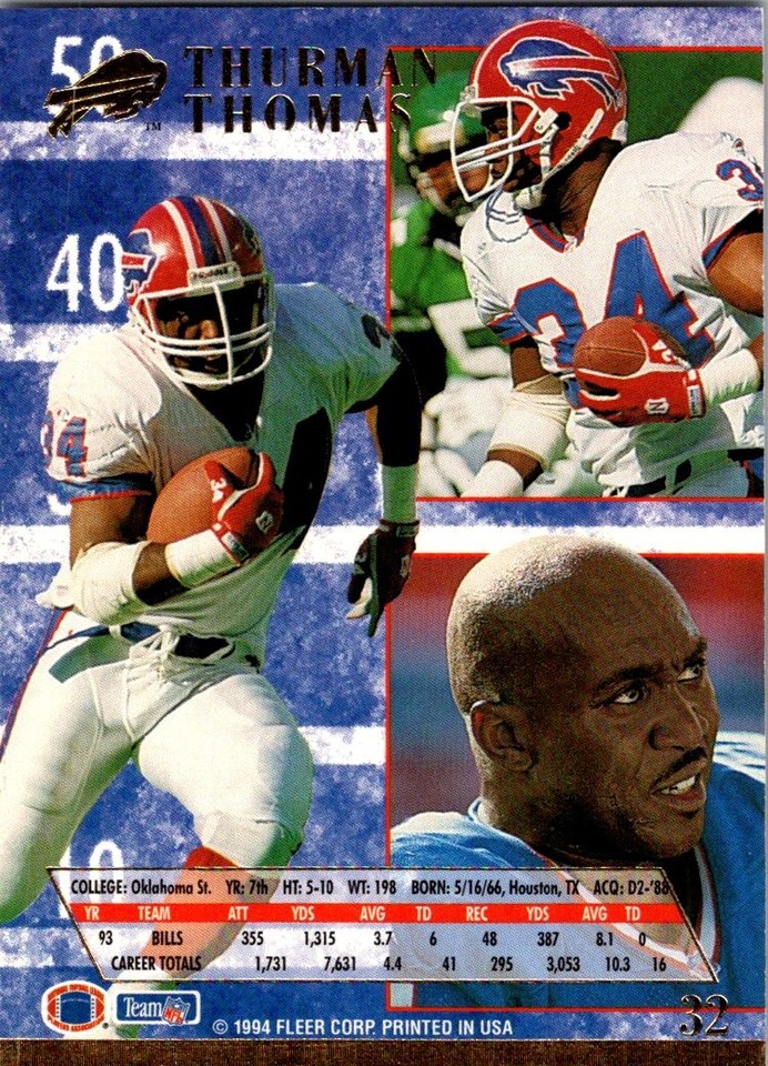 Thurman Thomas 1994 Ultra #32 Buffalo Bills | eBay