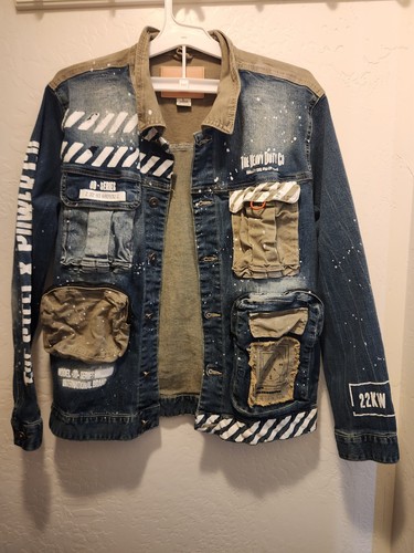 Smoke Rise Denim Jean Jacket L 90’s Rocker Skater Hip Hop Grunge Art To ...