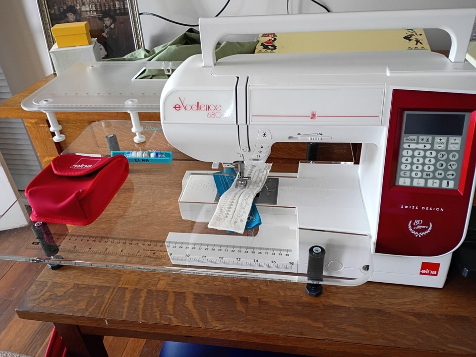 Elna eXcellence 680 PLUS Anniv. Ed. Sewing Machine + Sew Steady Table ...