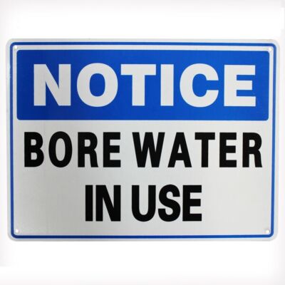 2x Warning Notice BORE WATER IN USE 200x300mm Saving Garden Property ...