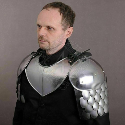 Knight Scale Steel Pair Of Pauldrons Armor Shoulder W/ Gorget Larp ...