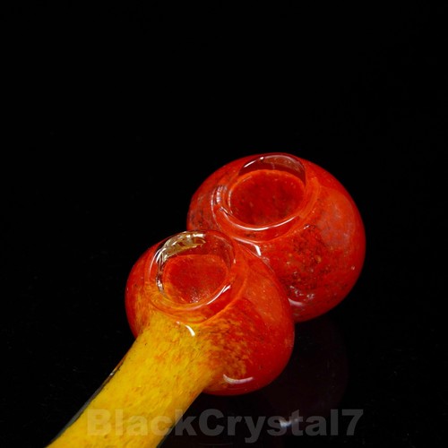 5" Handmade Heavy Thick Double Bowl Red Yellow Tobacco Smoking Bowl ...