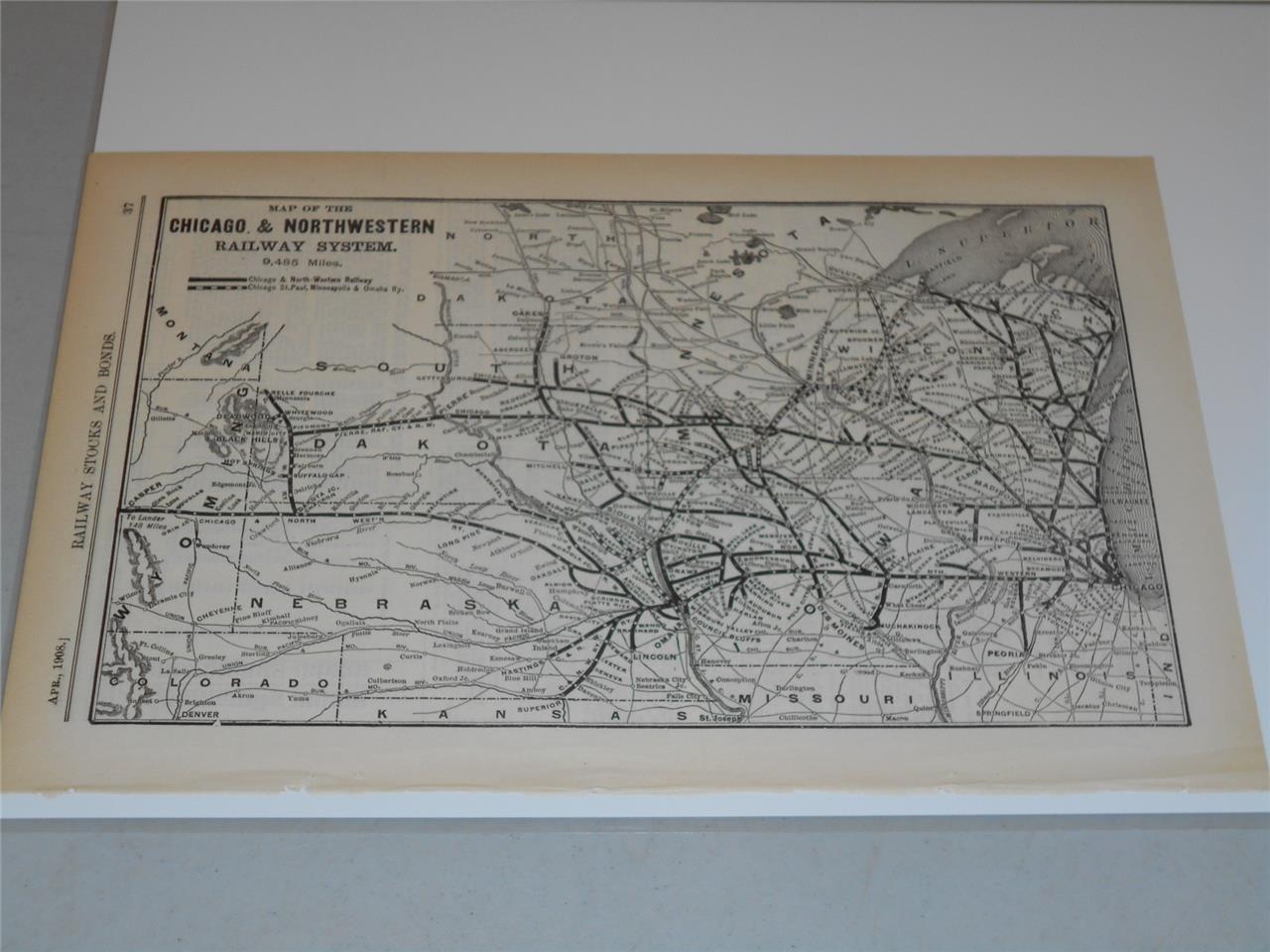 Original Map of the Chicago & Northwestern Railway System from 1908 | eBay