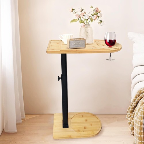 C Shaped End Table for Couch,360° Swivel Height Adjustable Couch Side ...