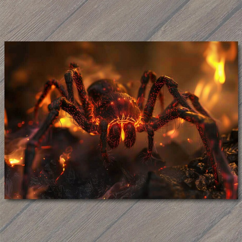 13x19" Spider from Hell Fire Evil Unusual Demon Devil Burn It Down ...
