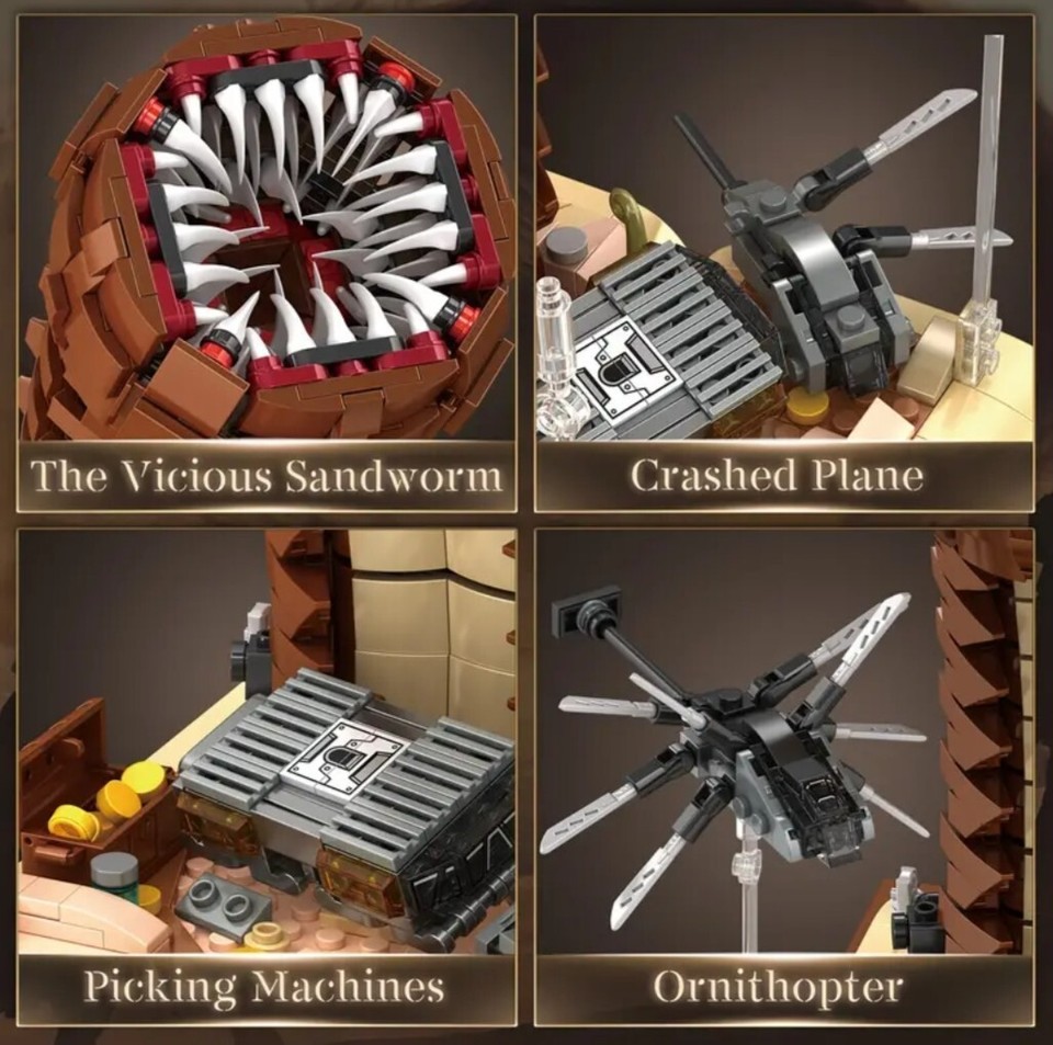 Dune Sandworm Custom Made Building Blocks Set With Ornithopters 1688pcs ...