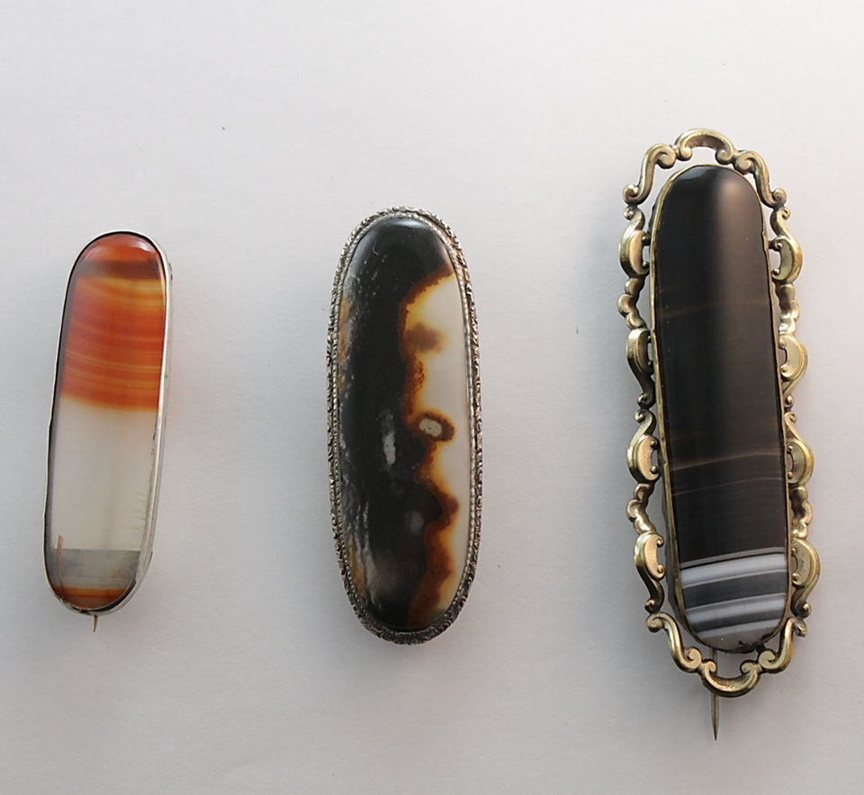 Lot of 3 Brooches Antique Victorian Scottish Banded Agate Brooch | eBay