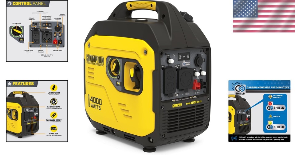 Ultra-Lightweight 4000W Inverter Generator with 3 - & CO Safety Tech | eBay