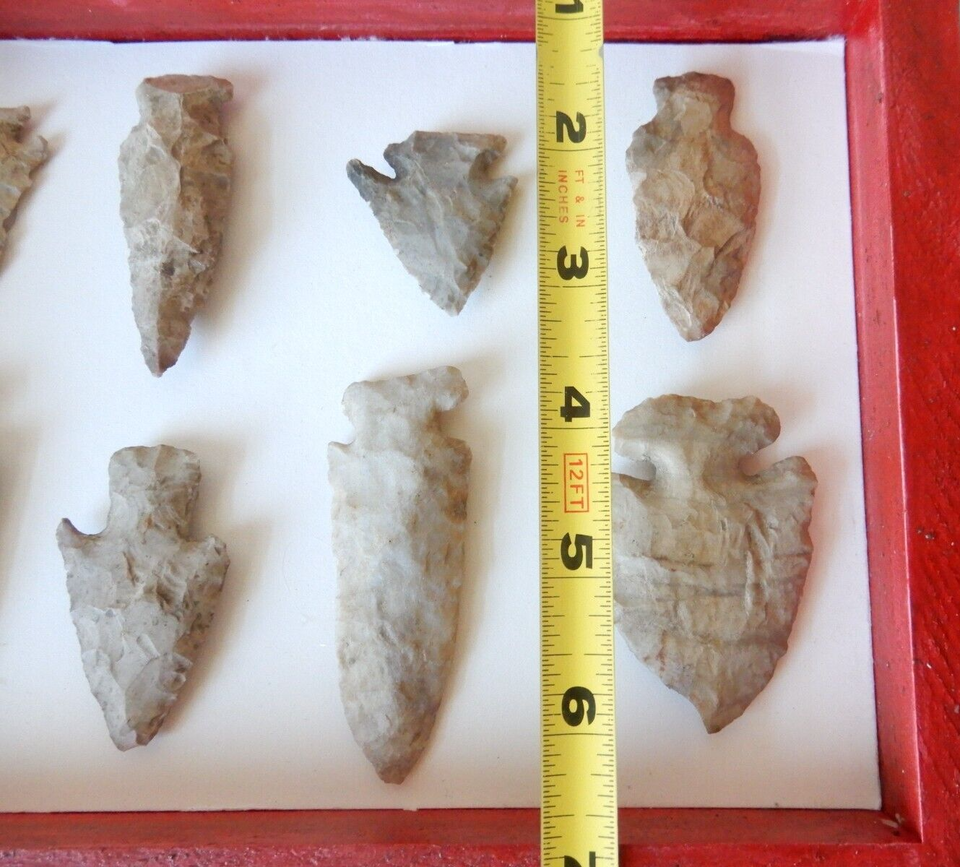 Framed Arrowheads in 9" x 7" Shadowbox, EIGHT Arrowheads great condition! | eBay