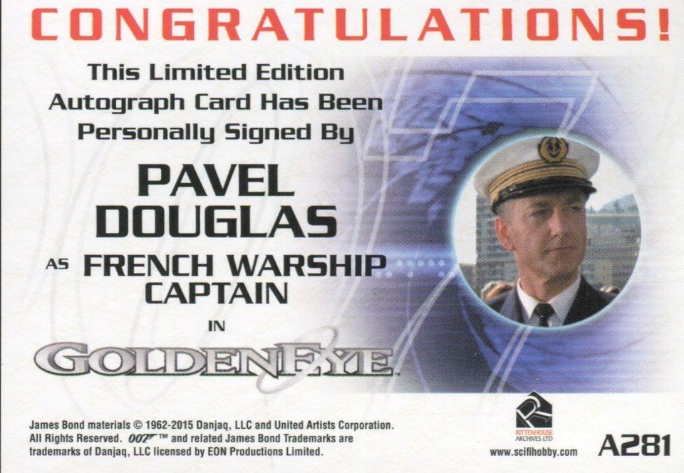James Bond Classics 2016 Pavel Douglas Autograph Card A281 | eBay