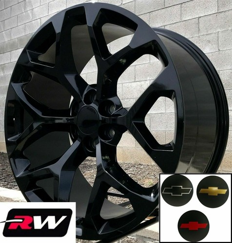 (4) 26 inch Chevy Silverado 1500 Replica Snowflake Wheels Gloss Black ...
