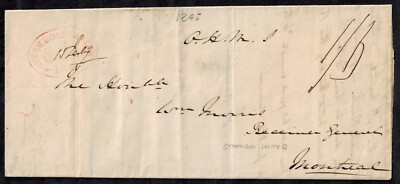 Canada 1845 Ink OHMS Cover w/RARE RED STEAMBOAT QUEBEC 1845 MARK & M/S ...