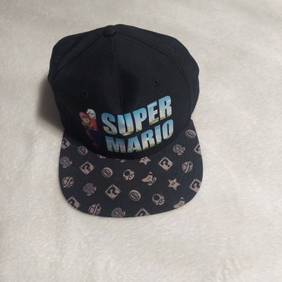 Super Mario Black Snapback Hat YouthBlack snapback hat featuring Super ...