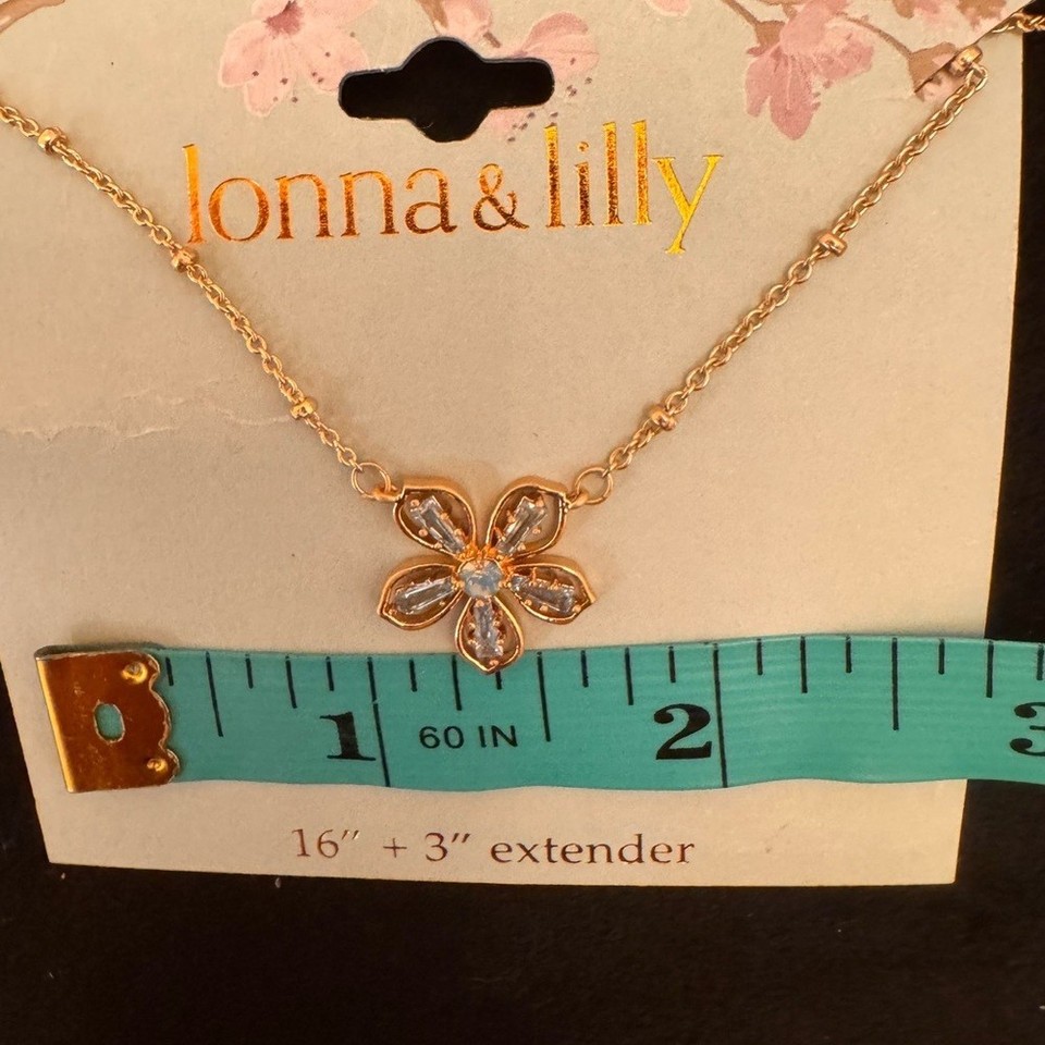 Lonna & Lilly Gold Blue Crystal Flower Pendant Necklace for Repair NWT ...