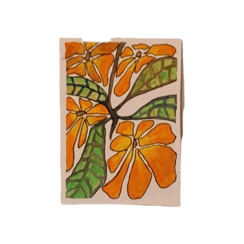 ACEO Art Card - Original Acrylics & Pen "Orange Petals 1", 3.5 x 2.5 ...