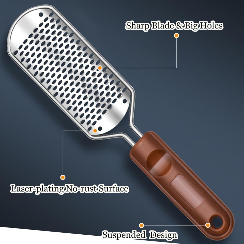 Stainless steel foot file removes hard skin, corns for dry/wet feet | eBay