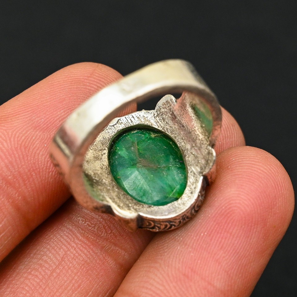 Green Emerild Men's Ring 925 Sterling Silver Handmade-Statement All ...