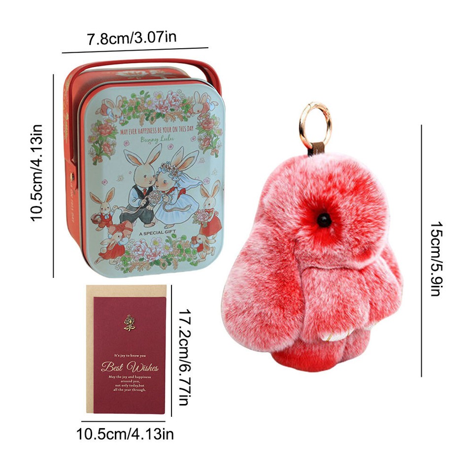 Cute Plush Bunny Keychain Stuffed Animal Keychain Lovely Car Key Chain ...