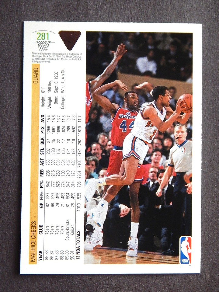 Maurice Cheeks #281 Upper Deck 1991-92 Basketball Card (New York Knicks ...