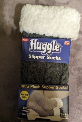 Ontel HHSOCK-MC12/6 Huggle Slipper Socks - Grey | eBay