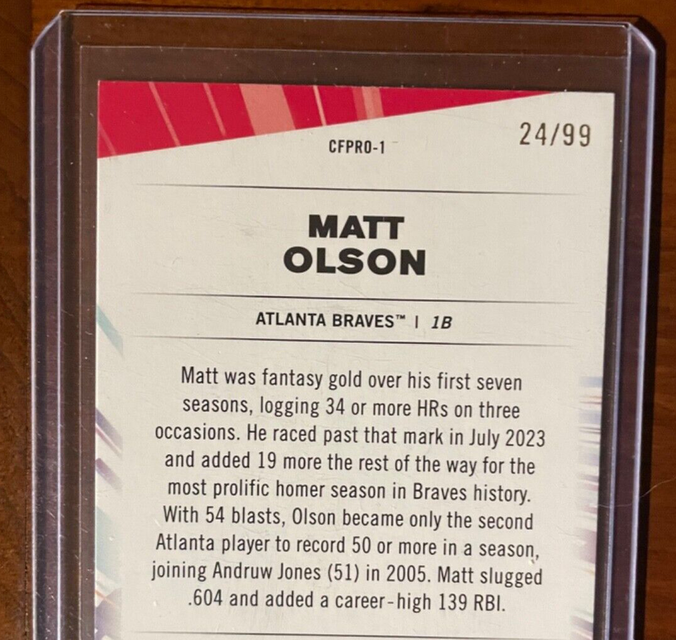 2024 Stadium Club *NM* *CFPRO-1* *Atlanta Braves* *#/99* Matt Olson | eBay