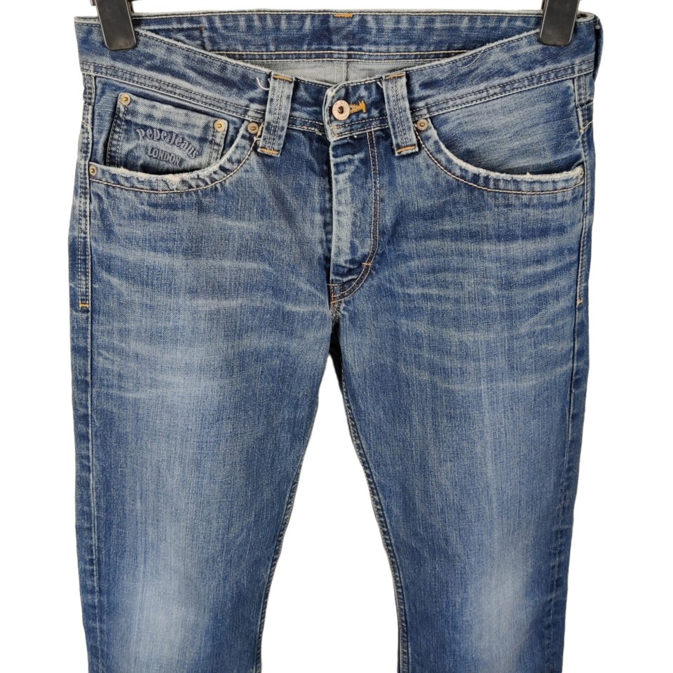 Pepe Jeans Mens Straight Jeans Blue W32 L28.5 Cotton Denim Distressed ...