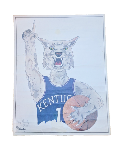 1983 KY Wildcats Basketball Mascot Poster Signed by Ray Hensley # 737/ ...