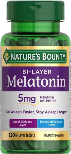 Nature's Bounty Melatonin 5mg Dual Spectrum, 100% Drug Free Sleep ...