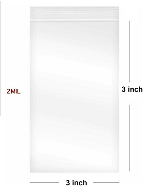 Clear Reclosable Plastic 2-Mil Bags Poly Jewelry Zipper Bags (3" x 3 ...