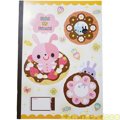 Stationery School Notebook Sweet Bunny 50 Sheets 7 x 9.9 in Daiso Japan ...
