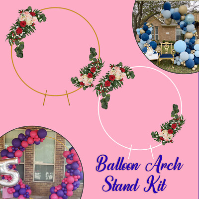 Round Hoop Balloon Arch Backdrop Flower Gold Display Stand Frame ...