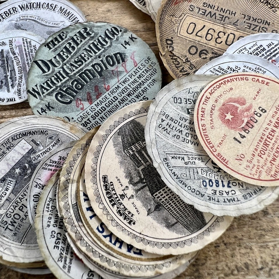 Pocket Watch Case Advertising Paper Warranty Inserts - Dueber, Crescent ...
